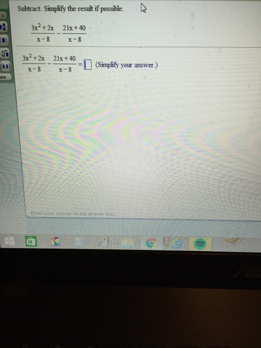 Solved Subtract. Simplify the result if possible. 3x^2 + | Chegg.com