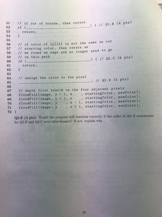 2 Image Flood Fill (20 pts) Write the answers on page | Chegg.com