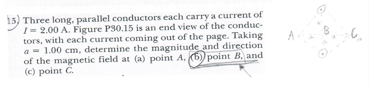 Solved Three long, parallel conductors each carry a current | Chegg.com