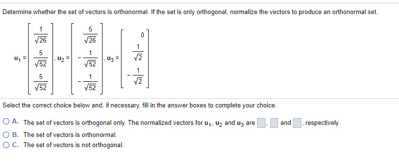 Solved Determine Whether The Set Of Vectors Is Orthonormal