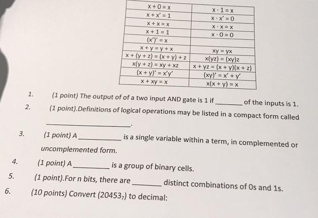 Solved The output of a two input AND gate is 1 if _____ of | Chegg.com