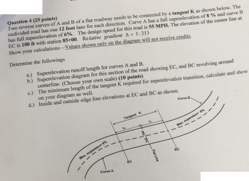 Solved Question 4 (25 points) Two reverse curves of A and B | Chegg.com Solved Question 4 (25 points) Two reverse curves of A and B | Chegg.com