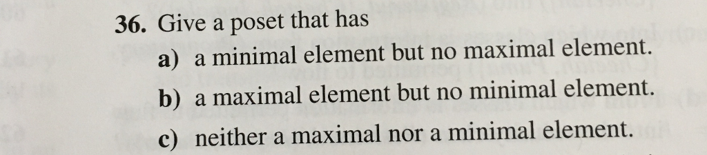Solved Give A Poset That Has A A Minimal Element But No Chegg solved-give-a-poset-that-has-a-a-minimal-element-but-no-chegg
