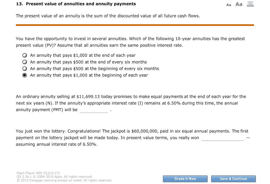 Solved: 13. Present Value Of Annuities And Annuity Payment... | Chegg.com