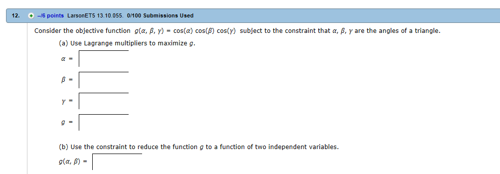 Solved Consider the objective function g(alpha, beta, | Chegg.com