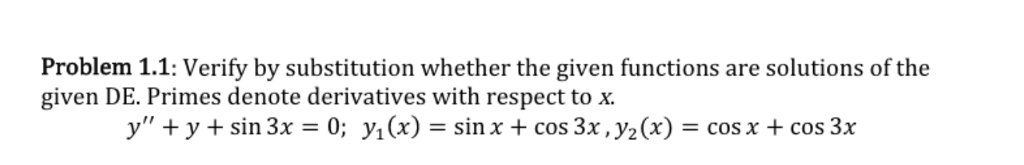 Solved Verify by substitution whether the given functions | Chegg.com