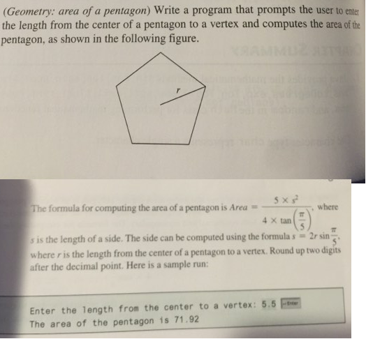Solved (Geometry: area of a pentagon) Write a program that | Chegg.com