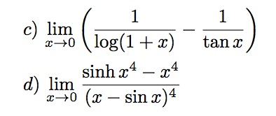 Solved lans d) lim sinhr-2- c) lim log(1 +x) tan x 4 4 | Chegg.com
