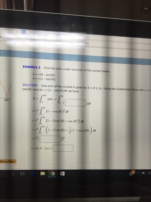 Solved Find the area under one arch of the cycloid below. x | Chegg.com