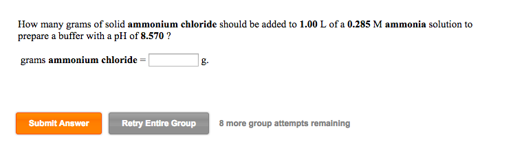 Solved How many grams of solid ammonium chloride should be | Chegg.com