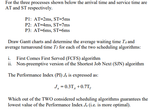 Solved For the three processes shown below the arrival time | Chegg.com