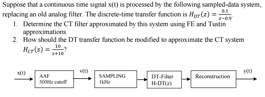 Solved Suppose that a continuous time signal x(t) is | Chegg.com