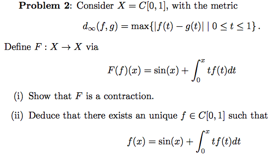 Solved Consider X = C[0, 1], with the metric d_infinity (f, | Chegg.com