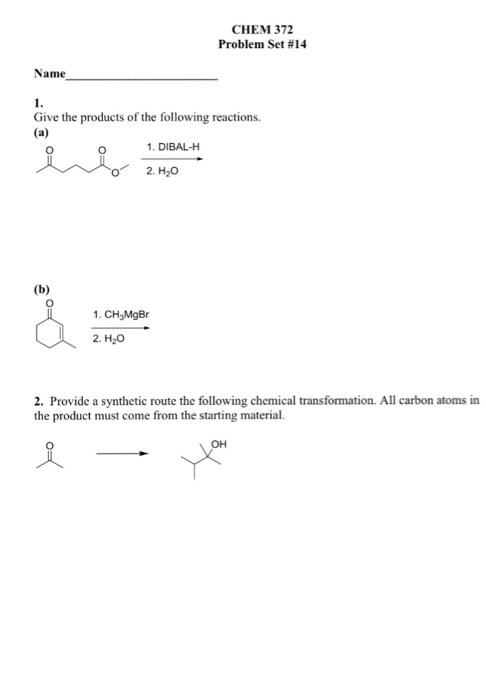 Solved Give the products of the following reactions. | Chegg.com