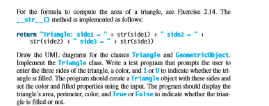 Solved 12-i (The Triangle class Design a class named | Chegg.com