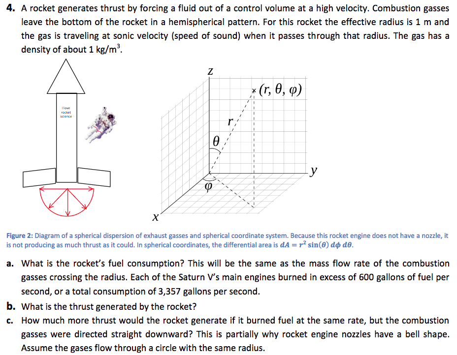 Solved 4. A rocket generates thrust by forcing a fluid out | Chegg.com