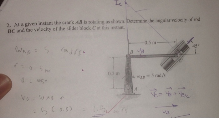 Solved 2. At a given instant the crank AB is rotating as | Chegg.com