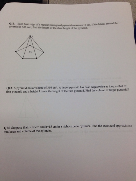 Solved Each base edge of a regular pentagonal pyramid | Chegg.com