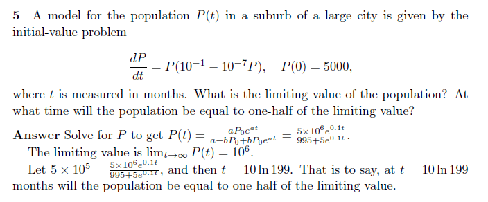 Solved Population model ODE. I have the answer provided, | Chegg.com