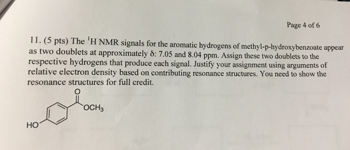 Solved The _1H NMR signals for the aromatic hydrogens of | Chegg.com