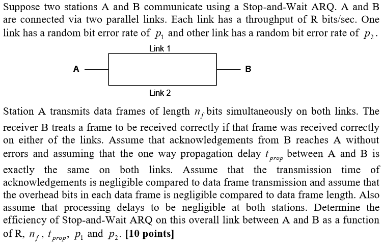 Solved Suppose two stations A and B communicate using a | Chegg.com