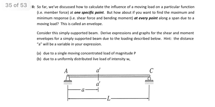 Solved Calculate the influence of a moving load on a | Chegg.com