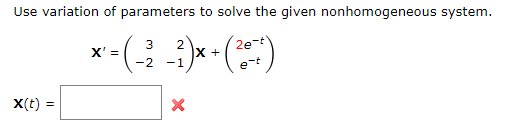 Solved Use variation of parameters to solve the given | Chegg.com