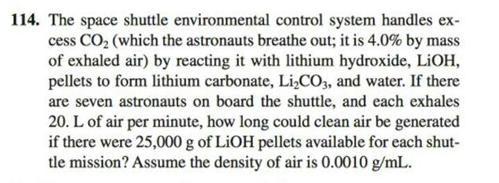Solved 114. The space shuttle environmental control system | Chegg.com