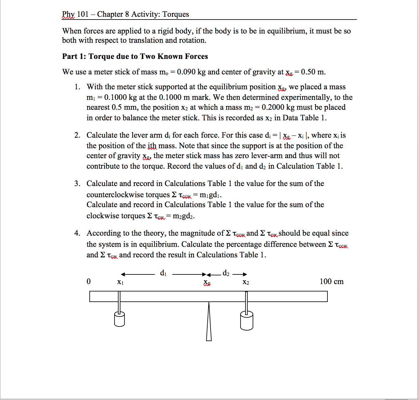Solved Phy 101 - Chapter 8 Activity: Torques When forces are | Chegg.com