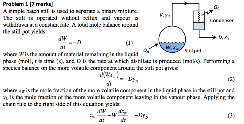 Problem 1 [7 marks] A simple batch still is used to | Chegg.com