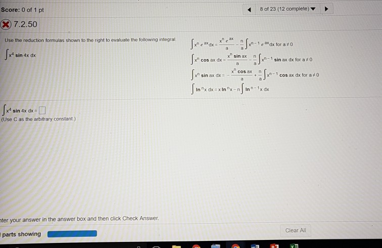 Solved Use the reduction formulas shown to the right to | Chegg.com