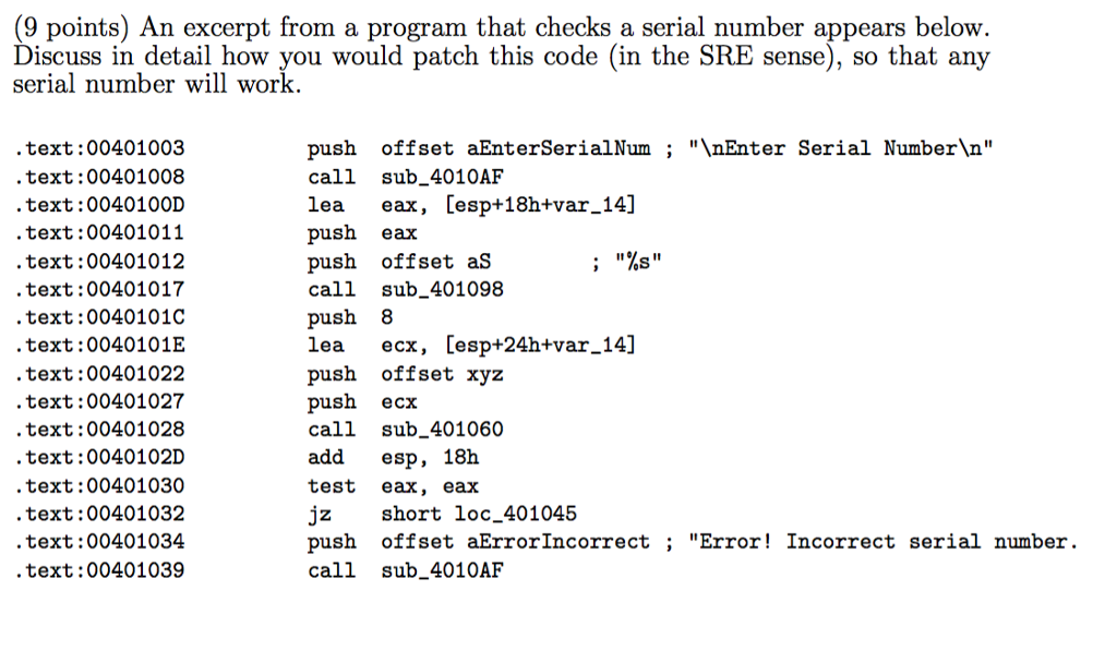 Solved An excerpt from a program that checks a serial number | Chegg.com