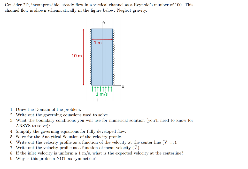 Consider 2D, incompressible, steady flow in a | Chegg.com