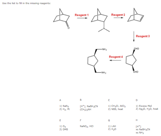 Solved Use the list to fill in the missing reagents: Reagent | Chegg.com