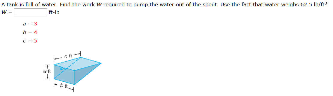 Solved A tank is full of water. Find the work W required to | Chegg.com