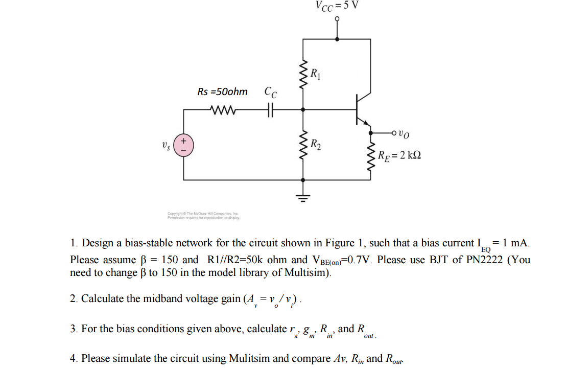 Solved Design a bias-stable network for the circuit shown in | Chegg.com