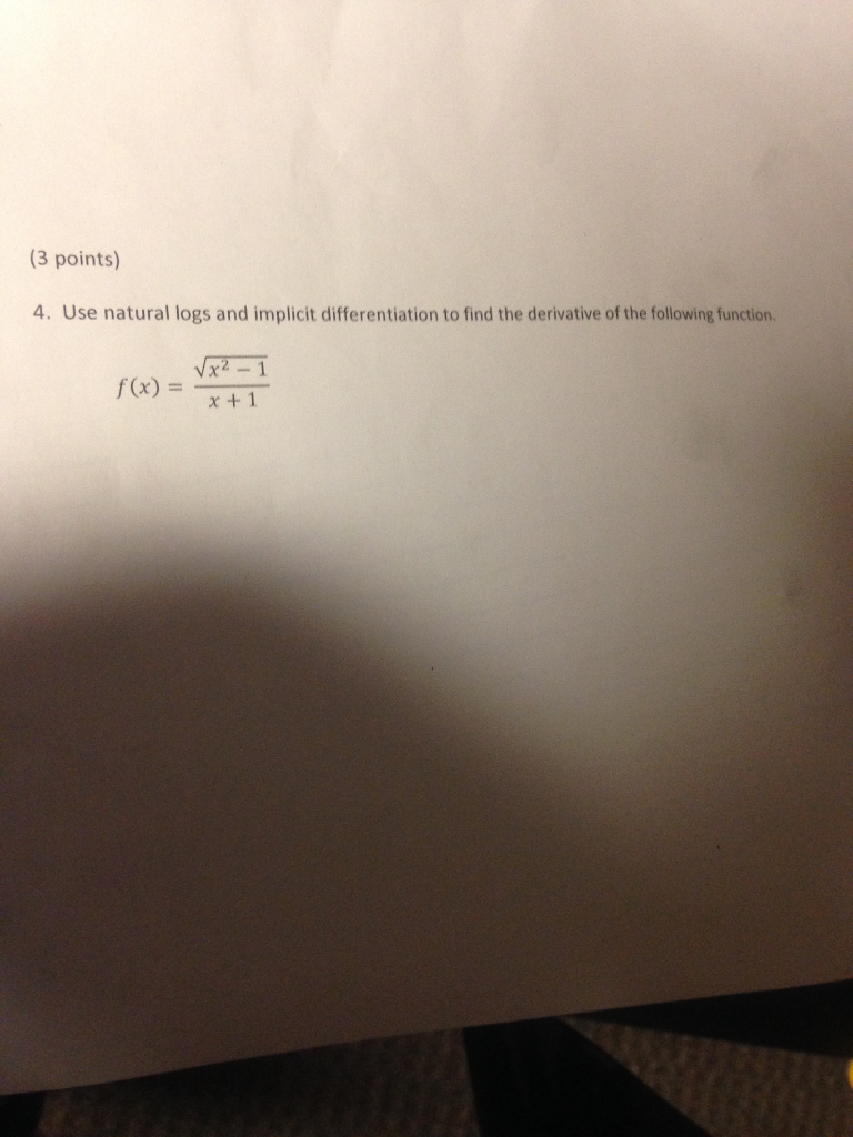 Solved (3 points) 4. Use natural logs and implicit | Chegg.com