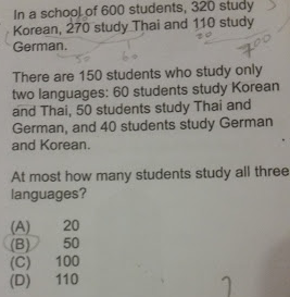 Solved In a school of 600 students, 320 study Korean 270 | Chegg.com