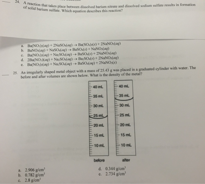 Solved 24. A reaction that place between dissolved barium | Chegg.com