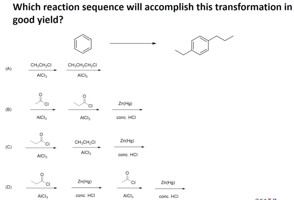 Solved Which reaction sequence will accomplish this | Chegg.com