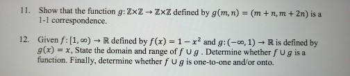 Solved 11. Show that the function g:zxz zxz defined by | Chegg.com