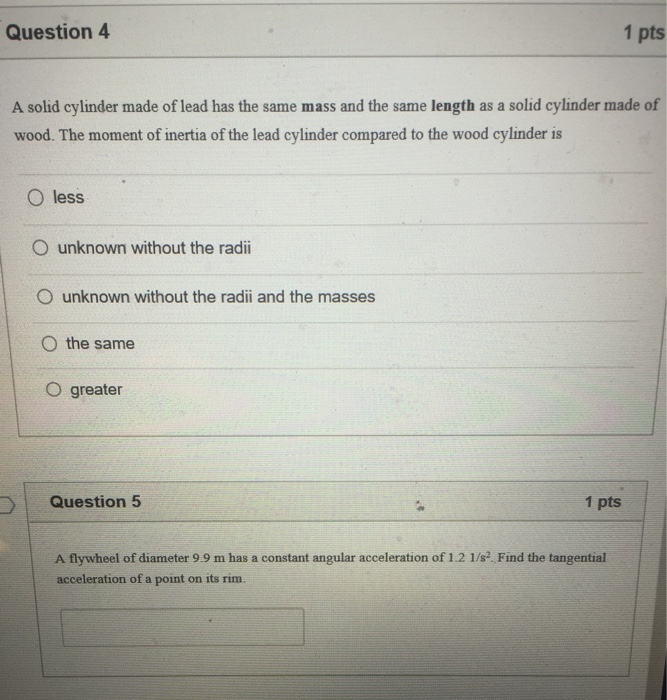 Solved A solid cylinder made of lead has the same mass and | Chegg.com