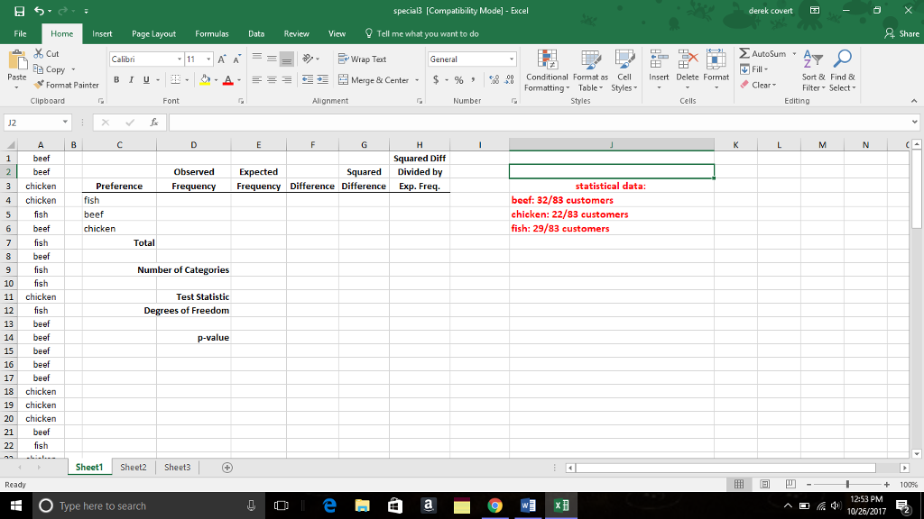 using Excel-conducting a goodness of fit test A | Chegg.com