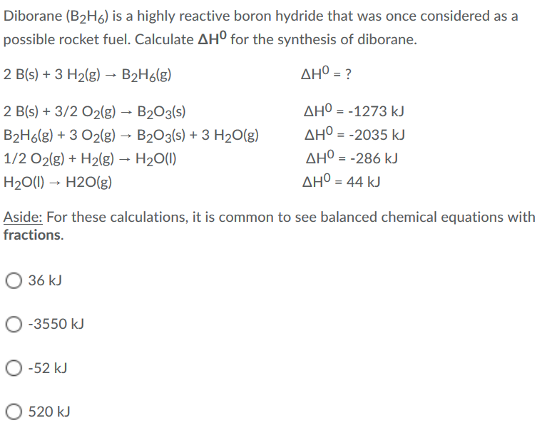 Solved Diborane (B2H6) is a highly reactive boron hydride | Chegg.com