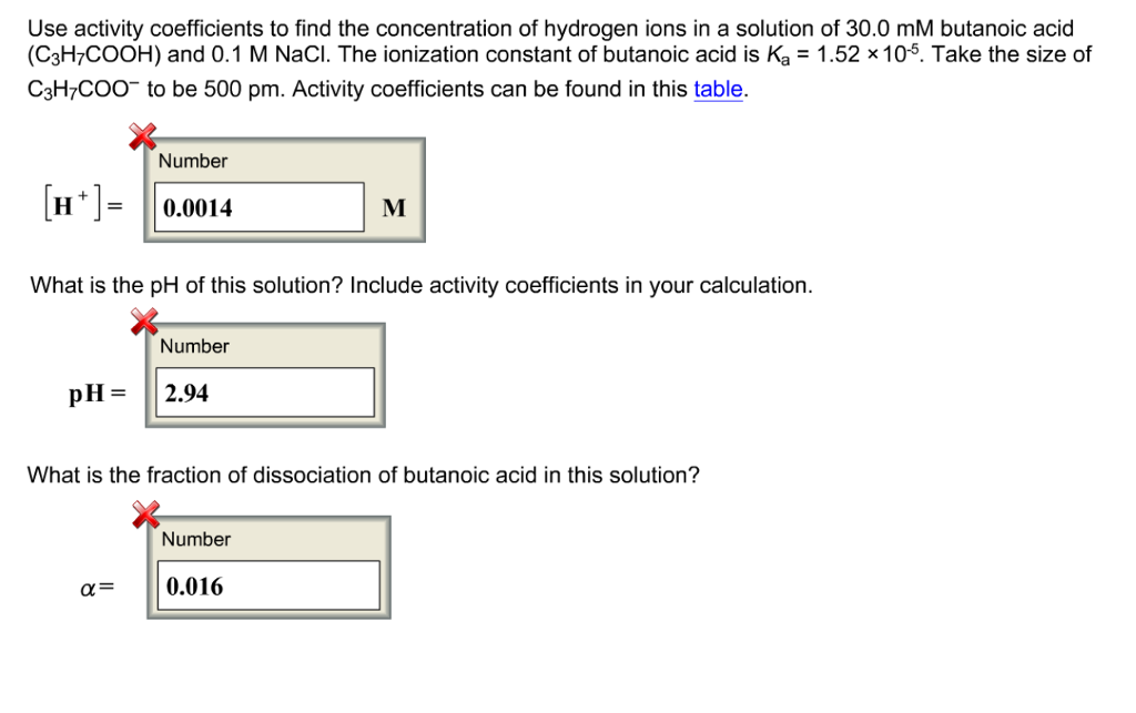 Solved Use activity coefficients to find the concentration | Chegg.com