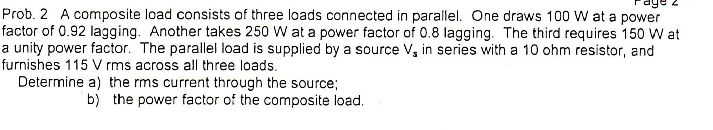 Solved A composite load consists of three loads connected in | Chegg.com