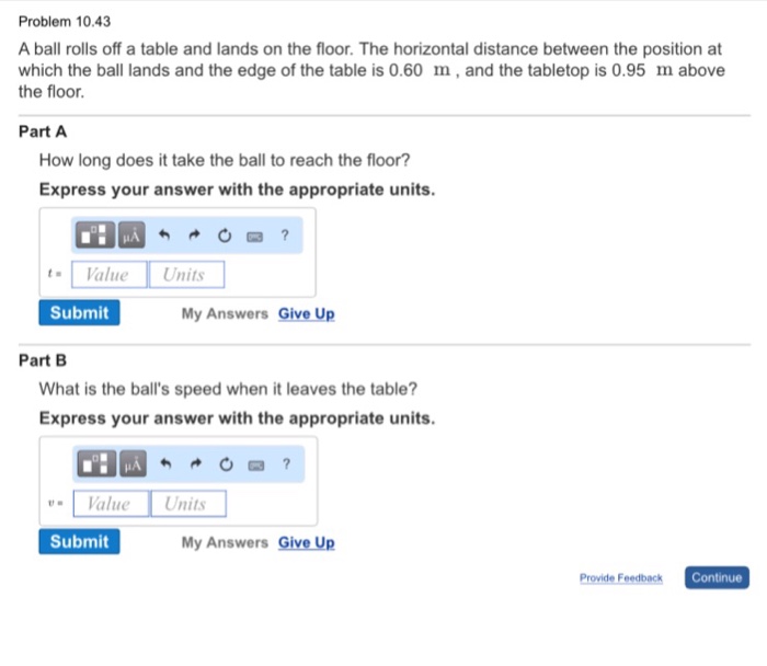 Solved A ball rolls off a table and lands on the floor. The | Chegg.com