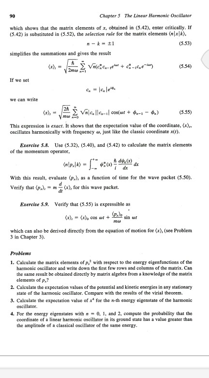 Solved 90 Chapter 5 The Linear Harmonic Oscillator which | Chegg.com