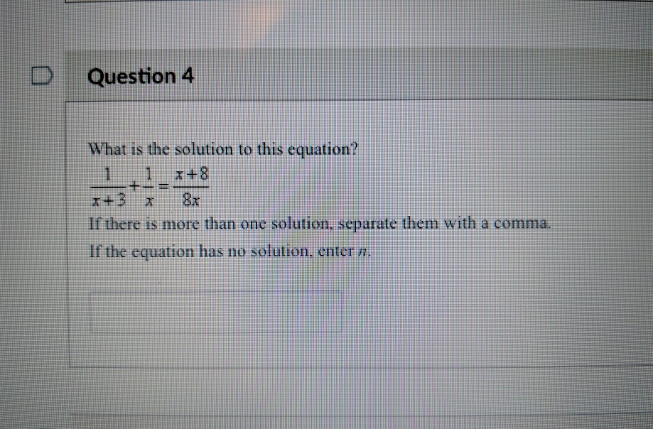 Solved D Question 4 What is the solution to this equation? 1 | Chegg.com