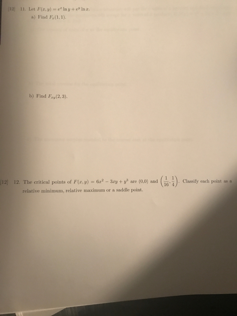 Solved Let F(x,y) = e^x ln y + e^y ln x. a) Find F_x(1,1) | Chegg.com